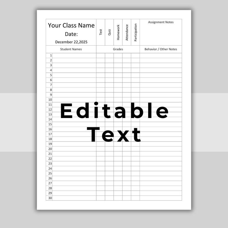 Google Sheets Grade Book and Attendance Tracker - Fully Editable Class ...