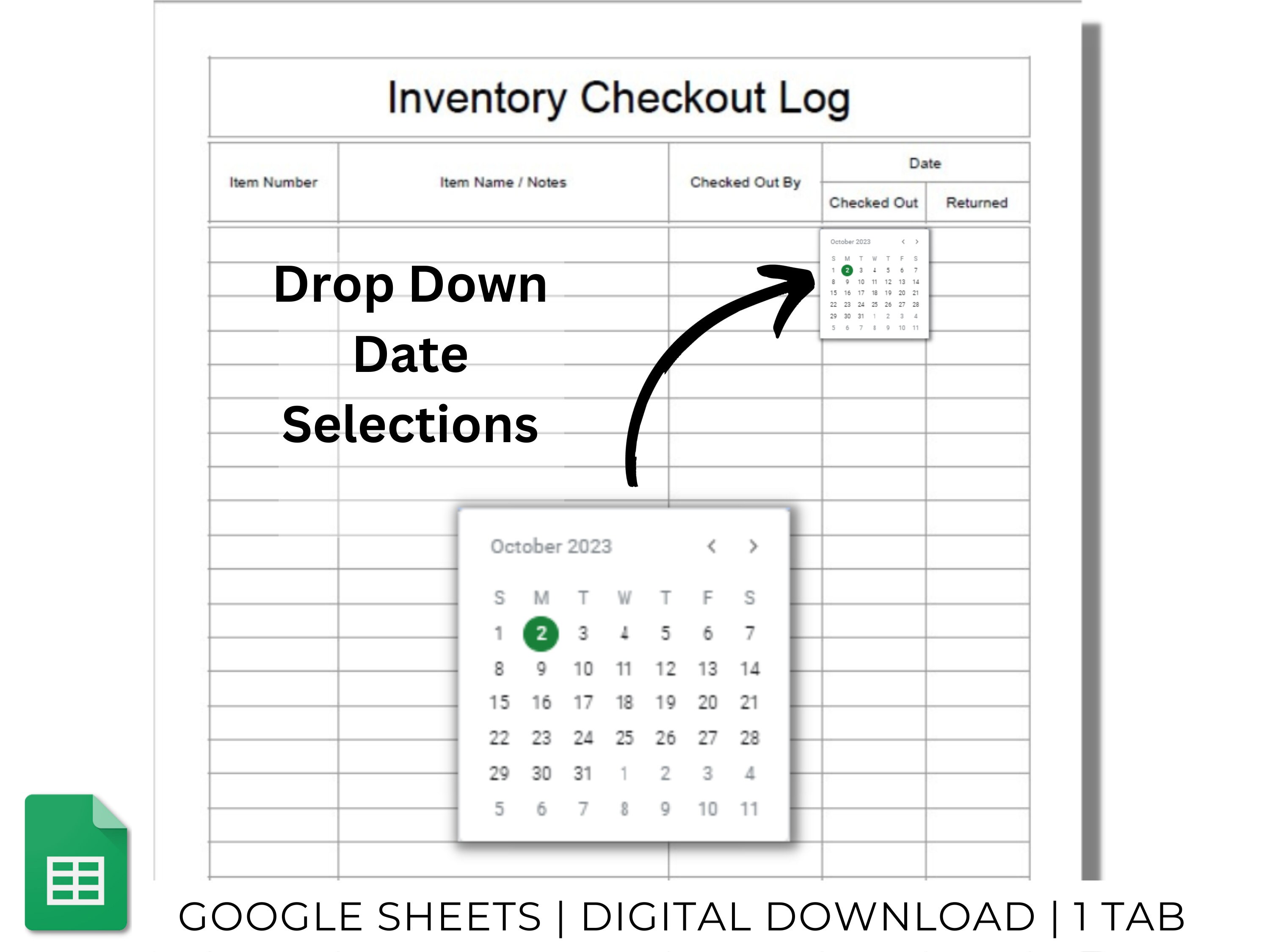 Inventory Sign Out Stock Check Out Borrowing Tracker Business Assets ...