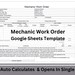 Mechanic Work Order Automotive Invoice Google Sheets Editable ...