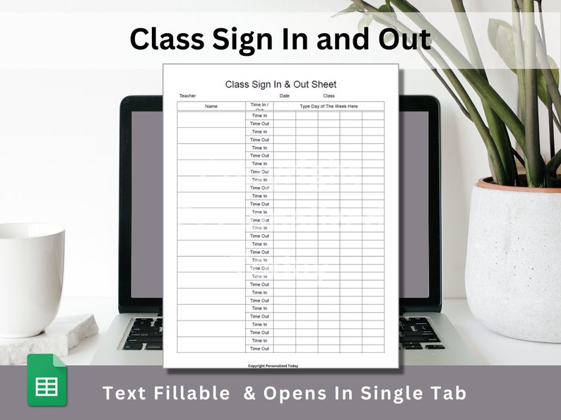 Daily Class Sign in and Sign Out Sheet Google Sheets Editable - Etsy
