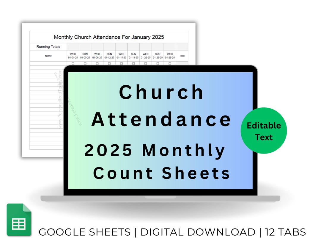 Google Sheets 2025 Monthly Church Attendance Count - 2025 Twice Weekly ...