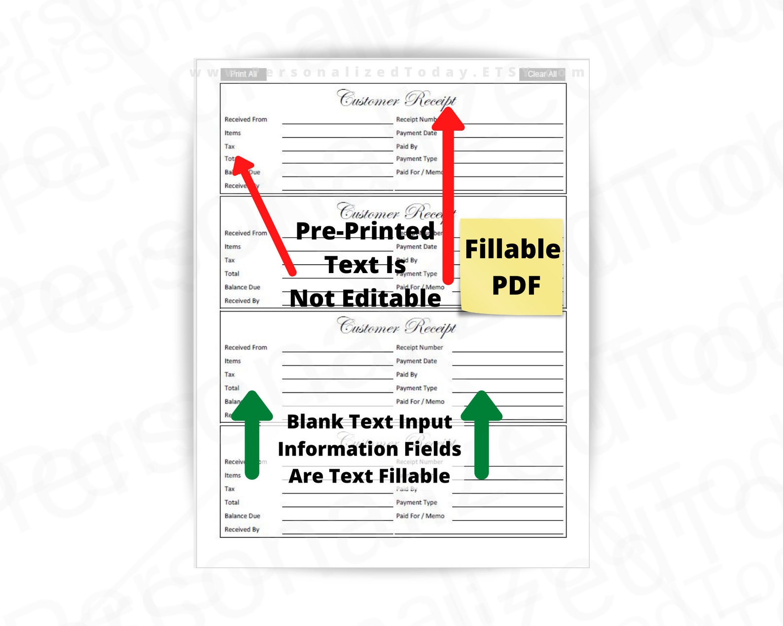 PDF Cash Receipt for DIY Receipt Book Print and Write and Text | Etsy
