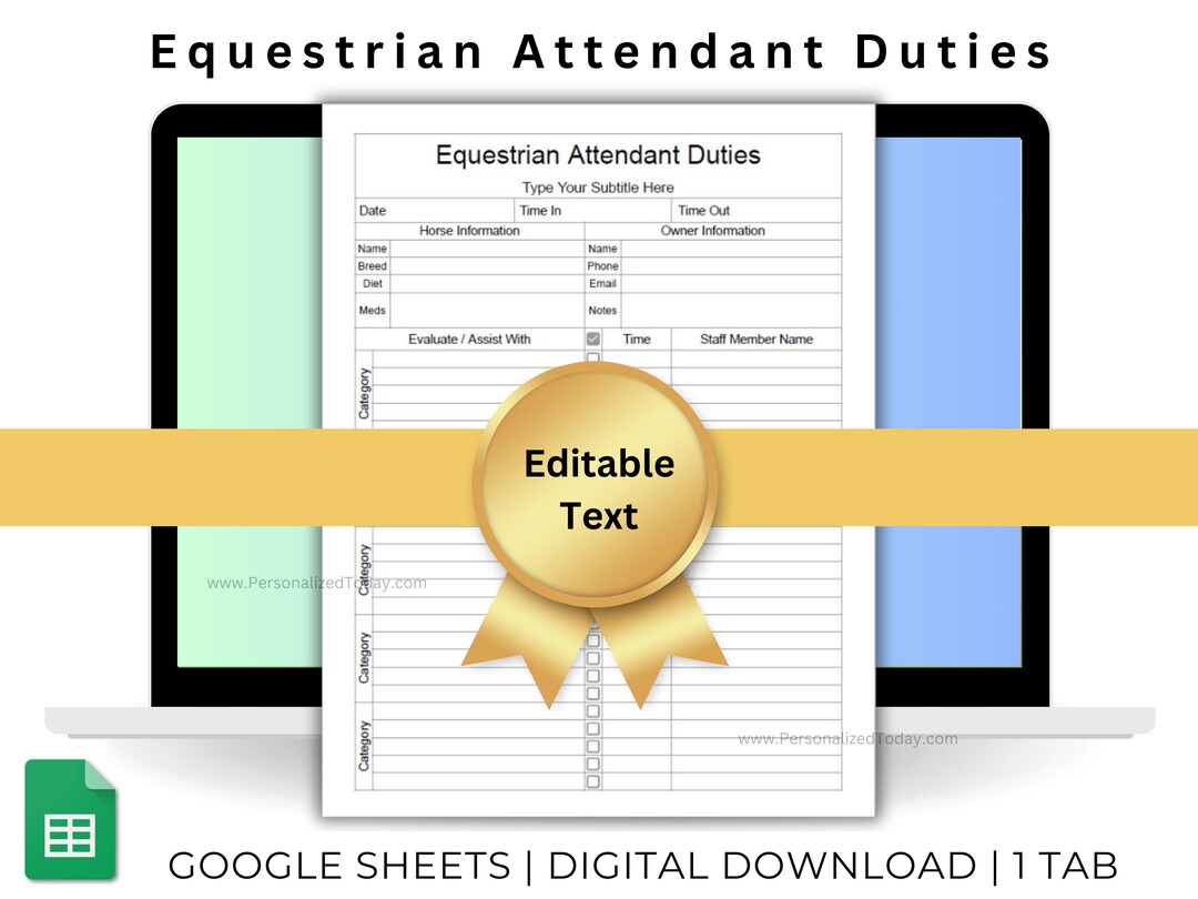 Equestrian Attendant Duties Horse Care Record Animal Maintenance and ...