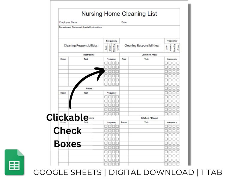 Caregiver Housekeeping Tasks List Assisted Living Janitorial Checklist ...