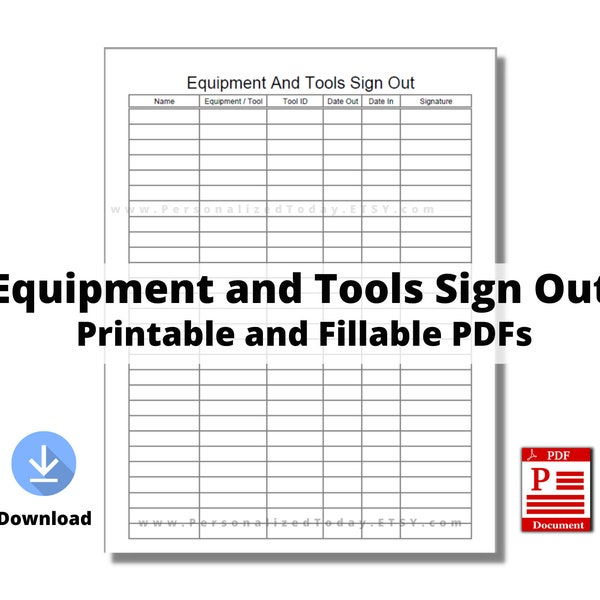 Sign Out Sheet for Equipment - Etsy