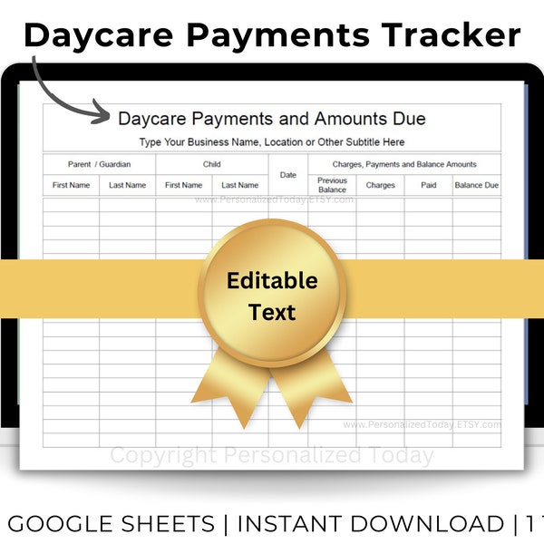 Daycare Payment Record - Etsy