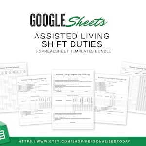 Text Editable Assisted Living Shift Duties Bundle 5 Google Sheets ...