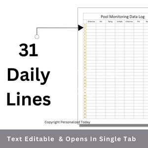 Swimming Pool Data Monitoring Maintenance Log Google Sheets Editable ...