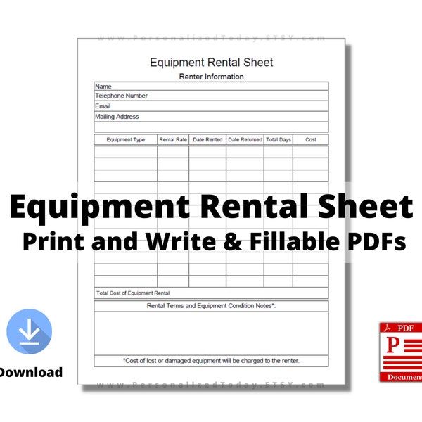 Sign Out Sheet for Equipment - Etsy