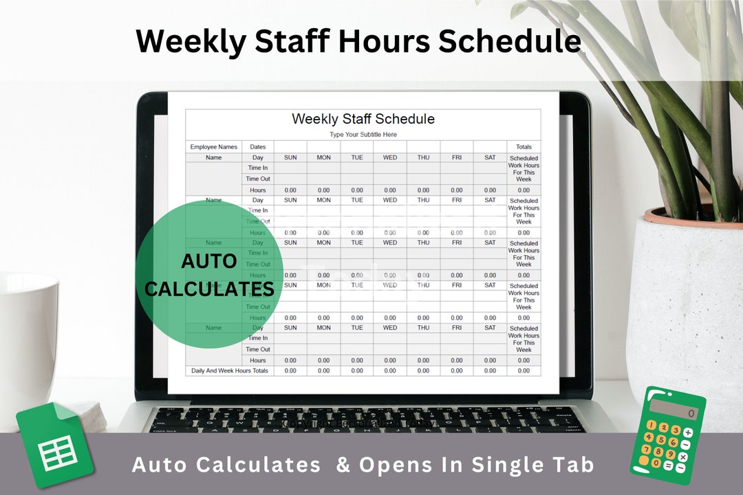 Weekly Staff Schedule Timesheet Template Google Sheets Text Fillable ...