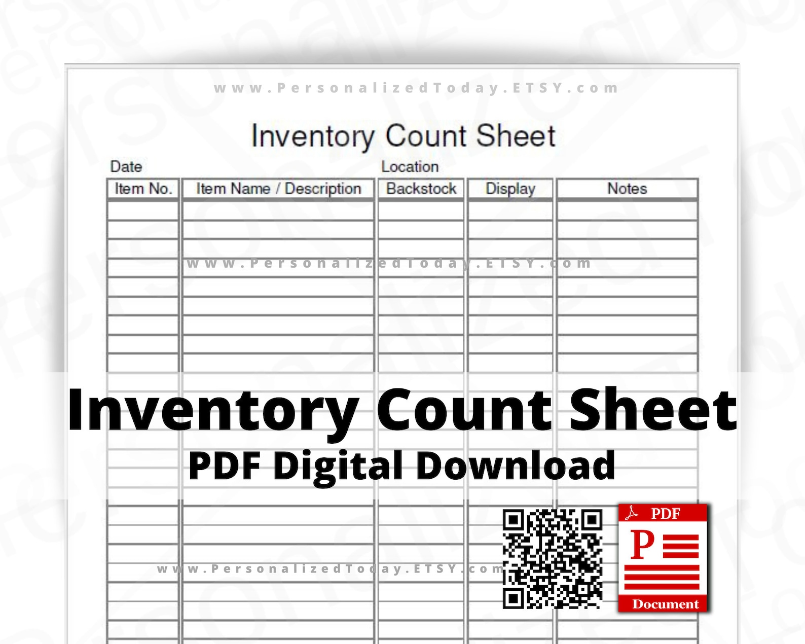 Backstock and Display Inventory Count Sheet Fillable and | Etsy