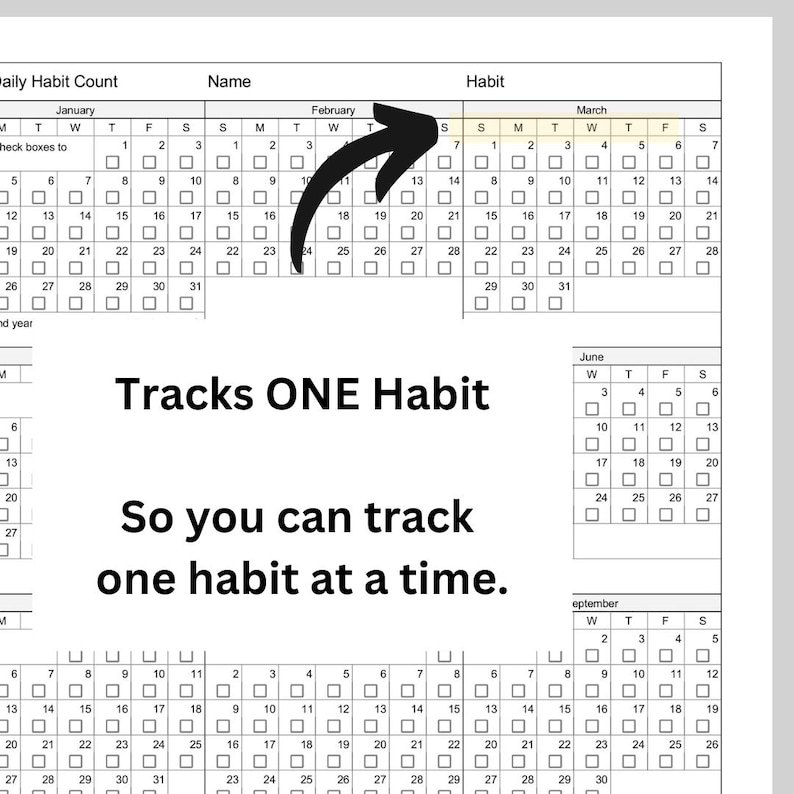 2026 One Habit Tracker - Master One Goal - Minimalist Single Page Habit ...
