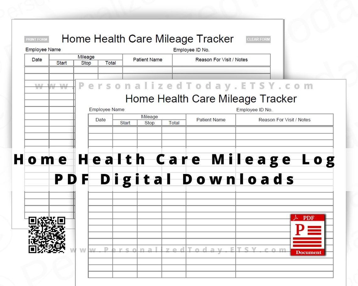 Home Health Caregiver Mileage Tracker Fillable and Print and | Etsy