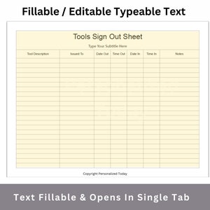Google Sheets Tools Sign Out Sheet Template Text Fillable / Text ...