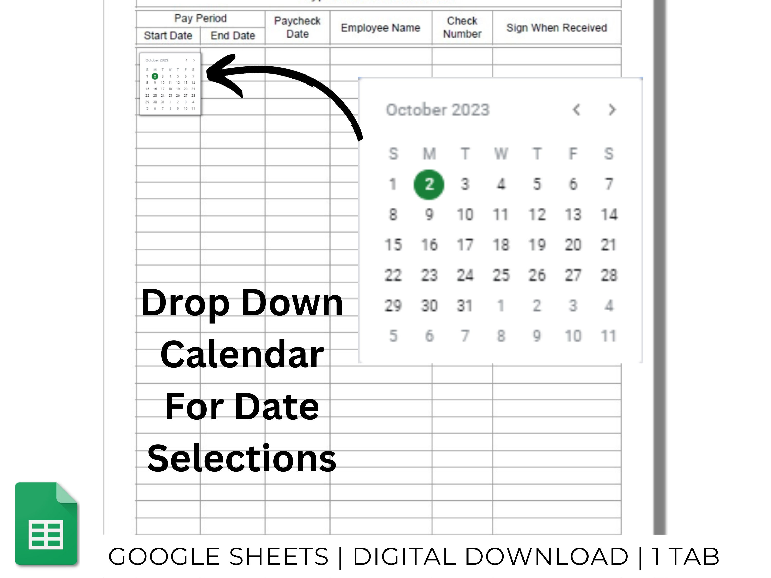 Google Sheets Payroll Check Received Sign off Signature Sheet Text ...