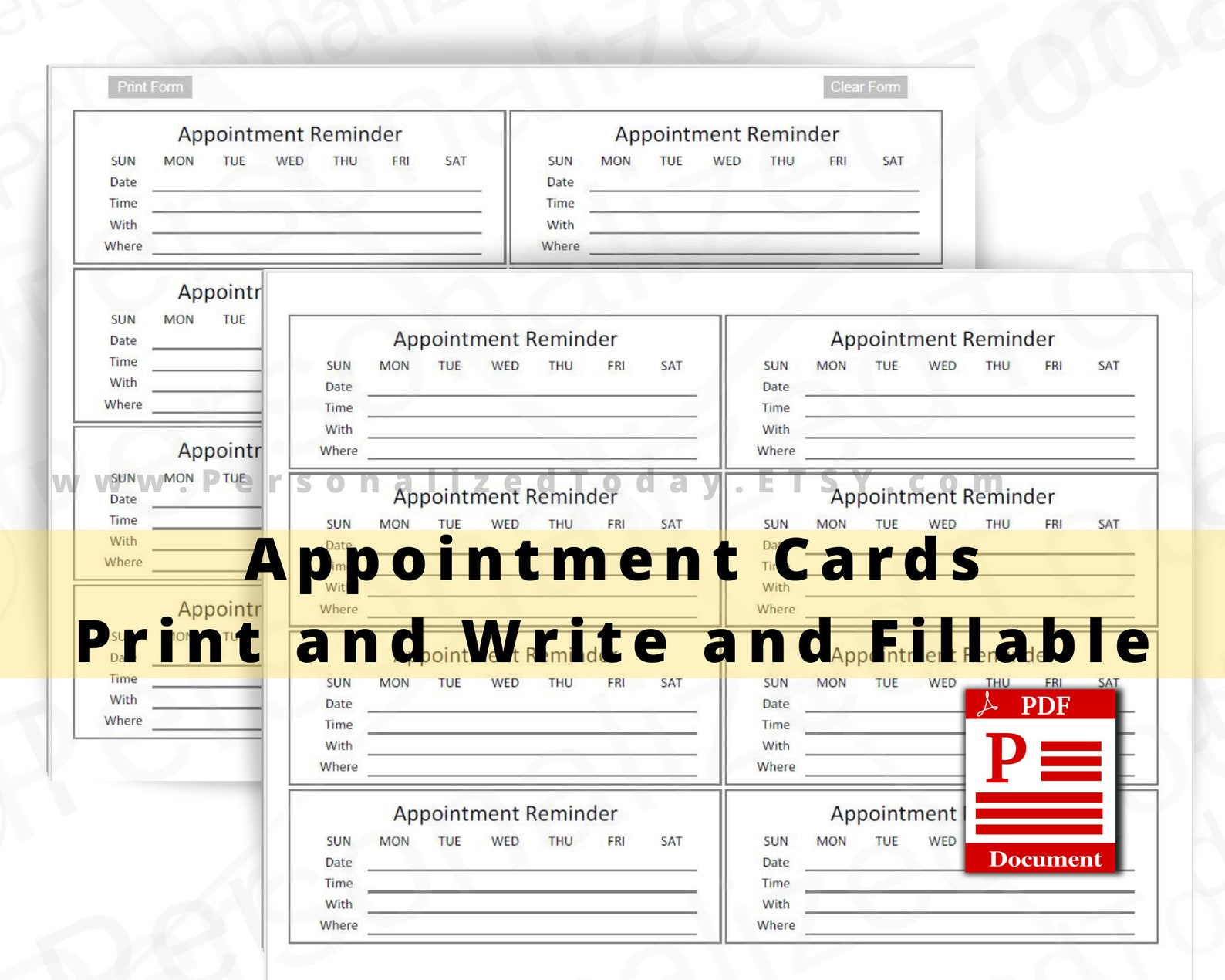Printable Appointment Reminder Cards PDF Download File Print | Etsy