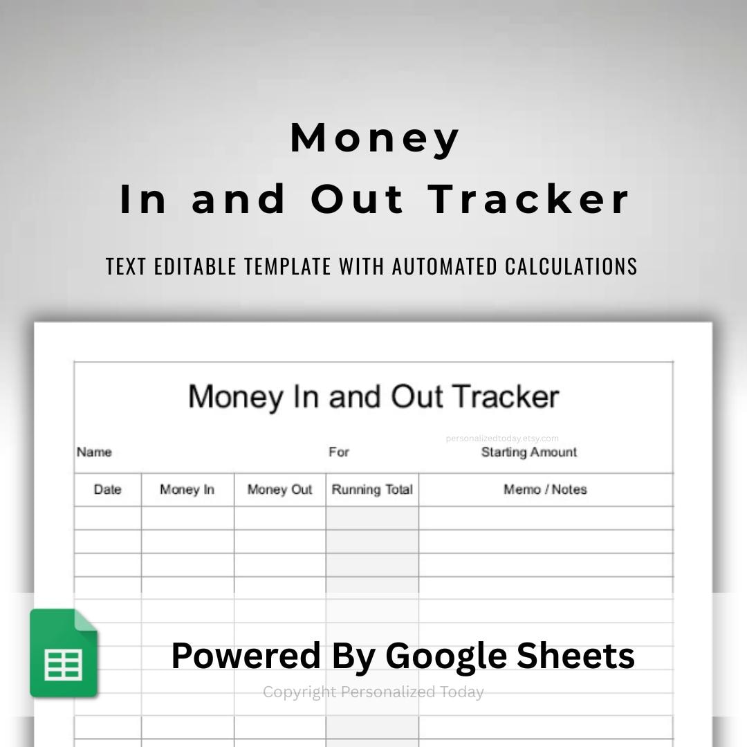 Money in and Out Tracker for Google Sheets - Expenses and Income Log ...