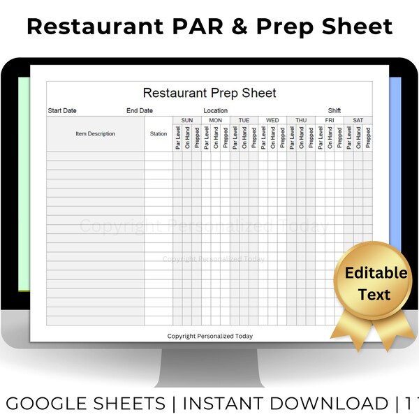 Restaurant Inventory Google Sheet - Etsy