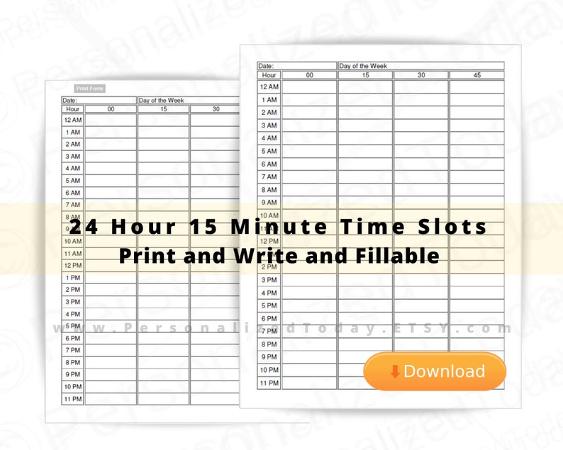 Full Day 15 Minute Planner Fillable Editable and Printable PDF | Etsy