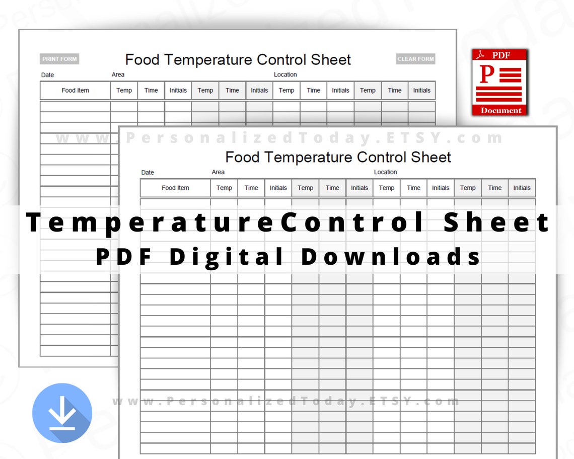 Printable Restaurant Food Temperature Control Sheet Fillable and ...
