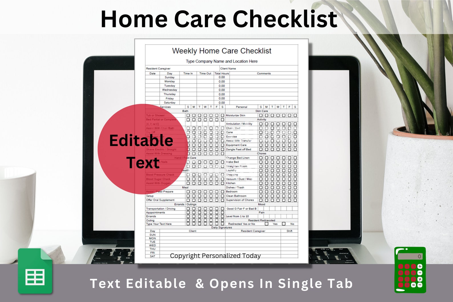 Weekly Home Care Checklist Timesheet Template Google Sheets Online ...