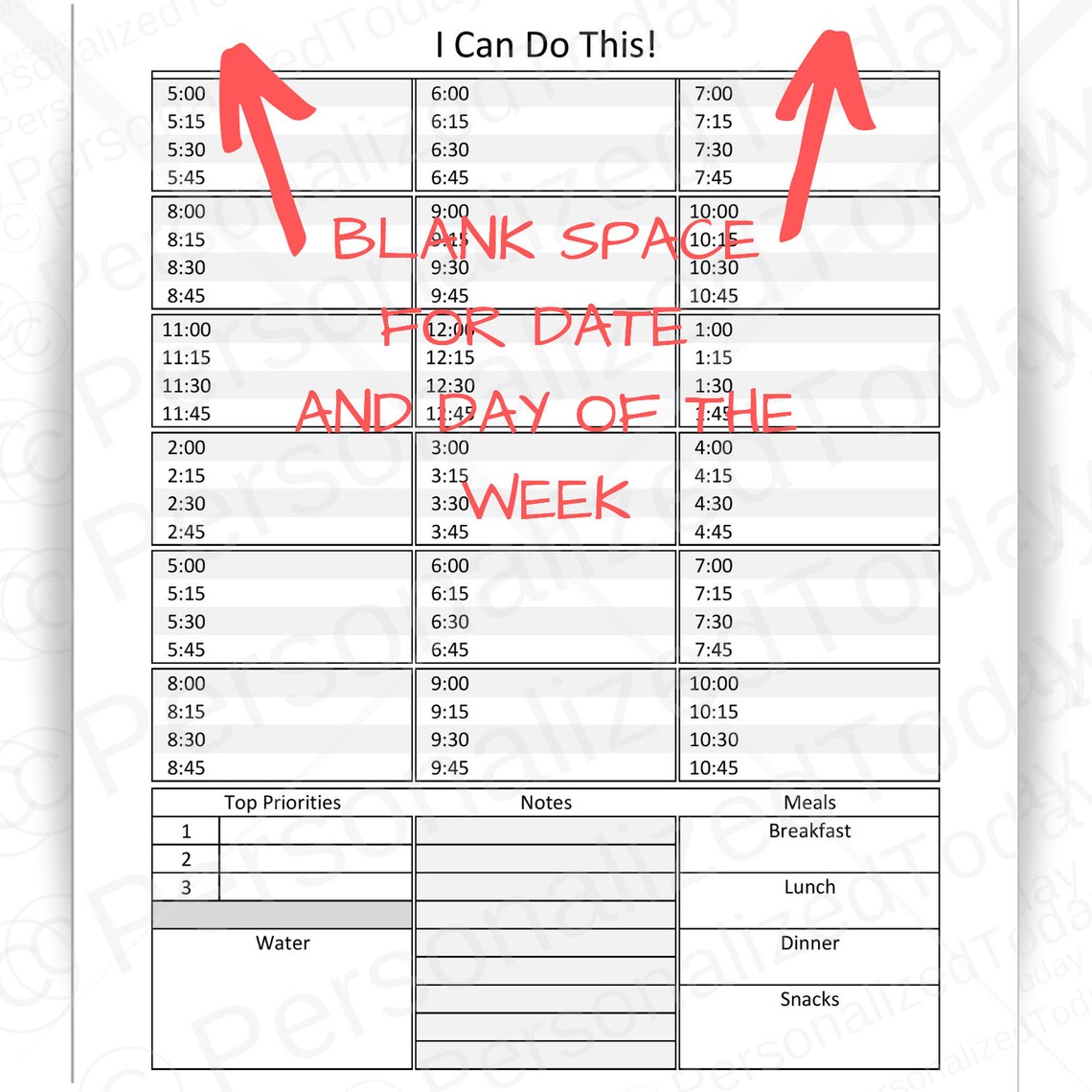 Digital Download PDF 5 AM Start Weekly Printable Schedule - Etsy