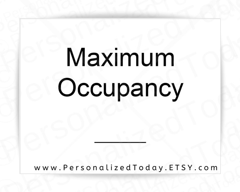 Maximum Occupancy Sign Printable PDF and Fillable Number PDF - Etsy
