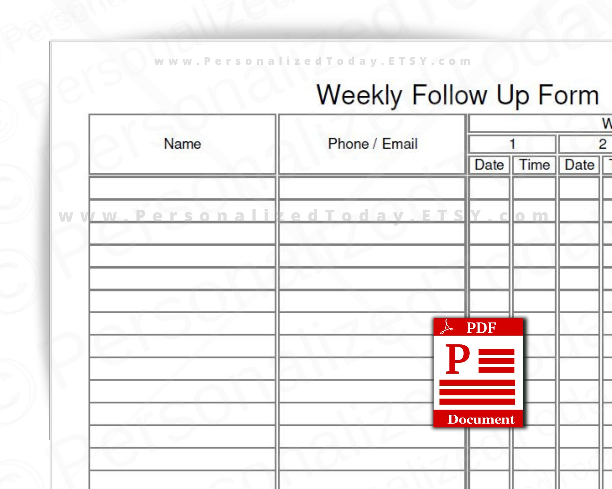 Weekly Follow Up 8 Contact Planner Fillable Editable and Print | Etsy