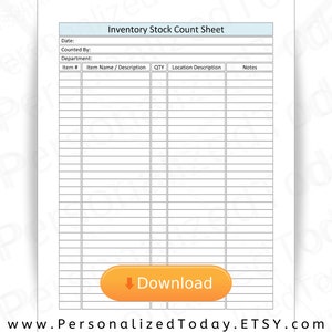 Printable Inventory Stock Count Sheet US Letter Size Vertical | Etsy