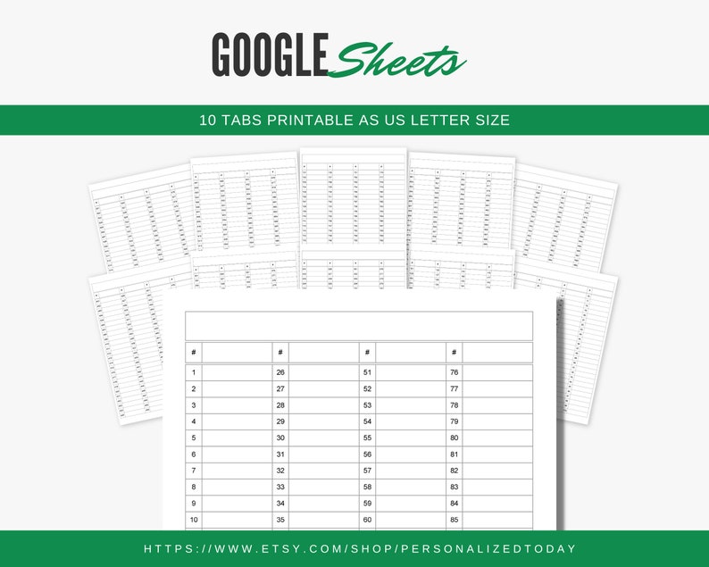 Blank Spreadsheet Columns Chart With Numbers Google Sheets 1 - 1000 ...