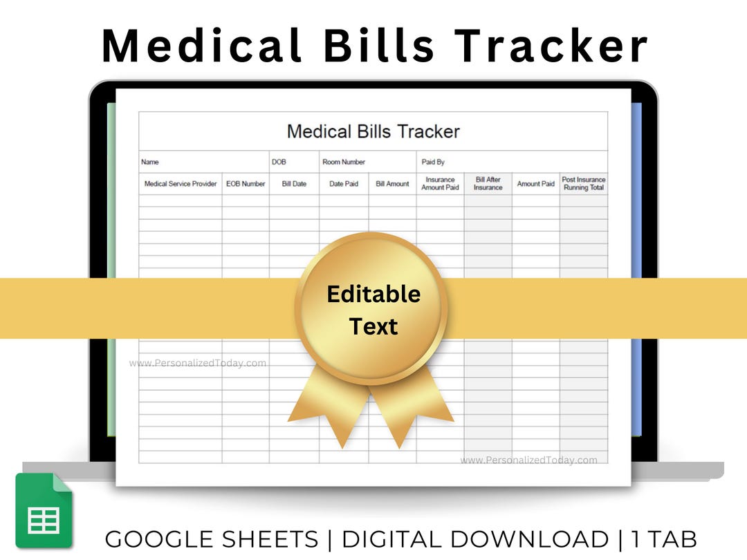 Medical Bills Tracker Medical Expenses and Payments Spreadsheet ...