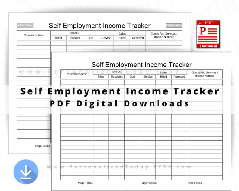 Printable Self Employment Income Tracker PDF Digital Downloads - Etsy