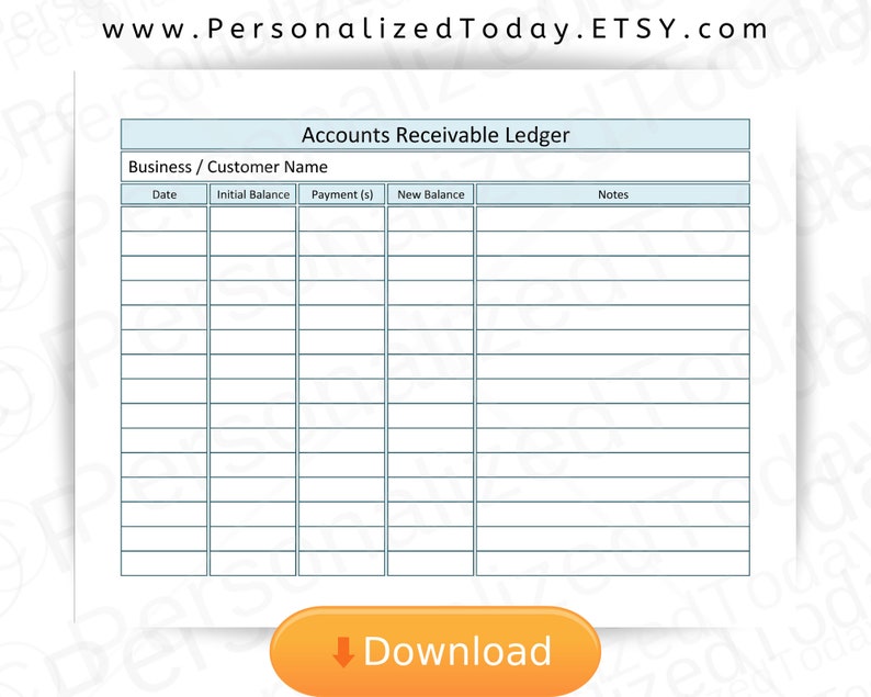 Printable Accounts Receivable Ledger in US Letter Size - Etsy