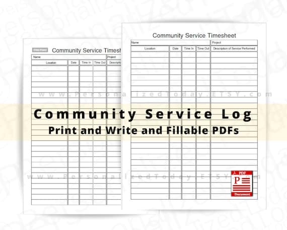 Community Service Record Sheet Template
