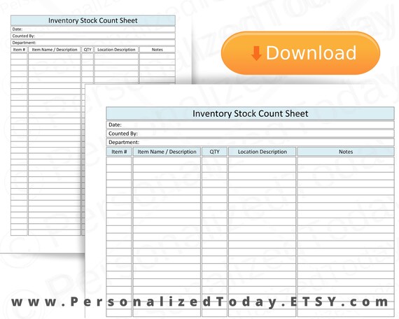 Printable Inventory Stock Count Sheet US Letter Size Vertical | Etsy