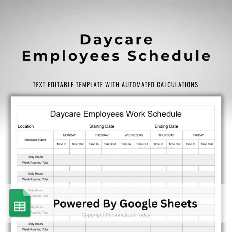 Daycare Job Schedule - Etsy UK