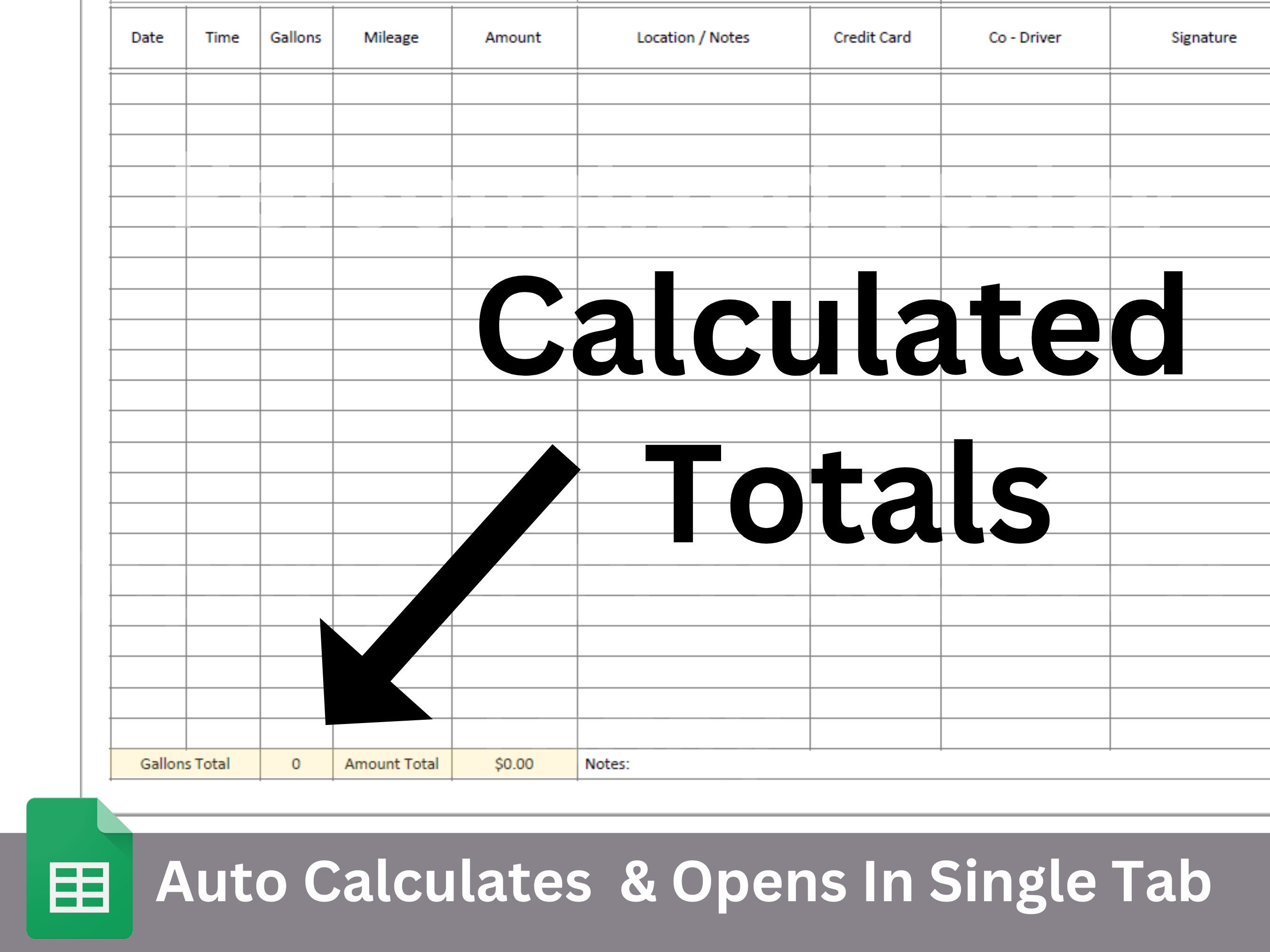 Trucker Fuel Log Template for Google Sheets Editable Spreadsheet ...