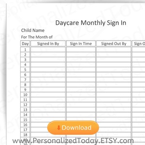 Print and Write and Text Input Fillable Daycare Monthly Sign | Etsy