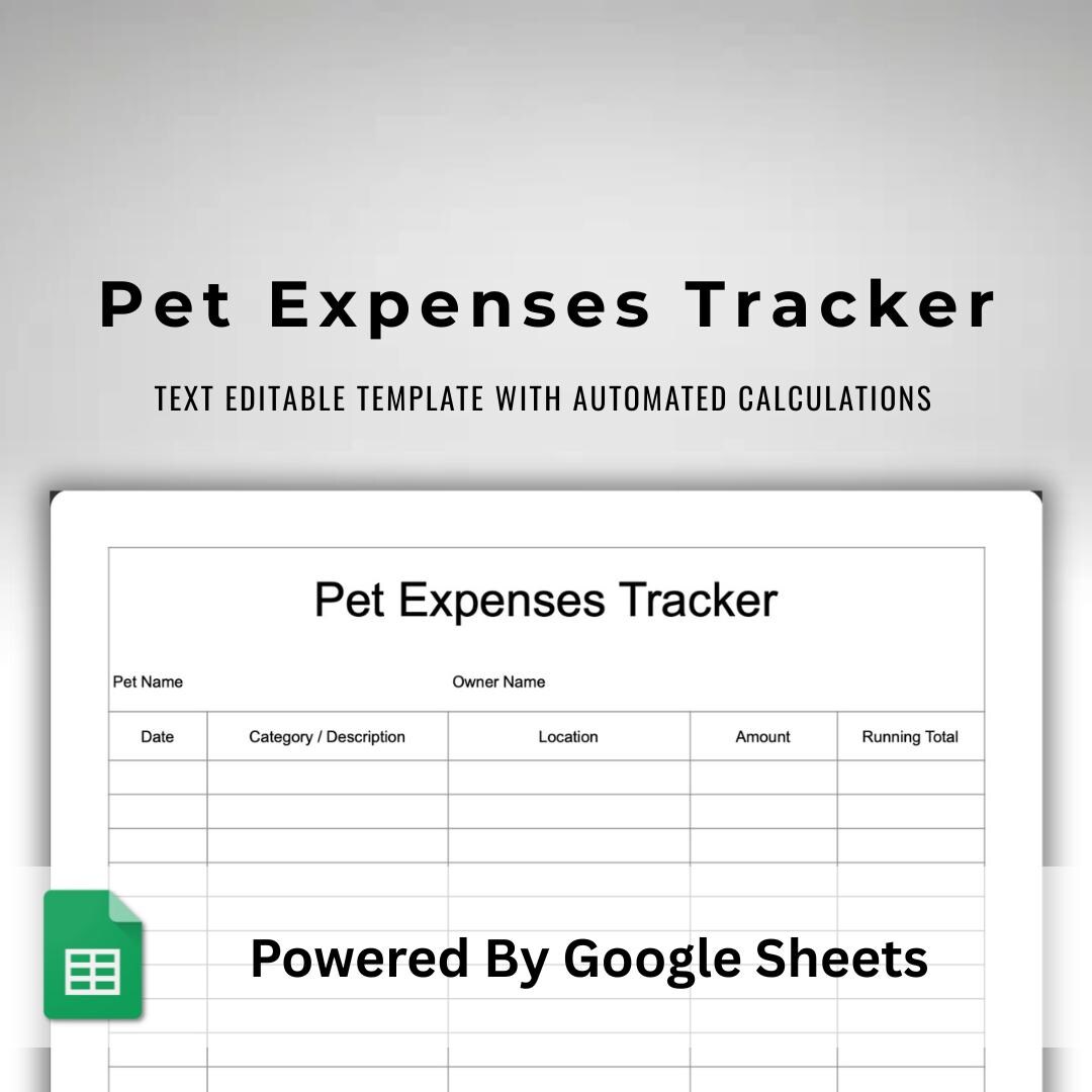 Simple Pet Spending Log Budget Tracker - Google Sheets Editable ...