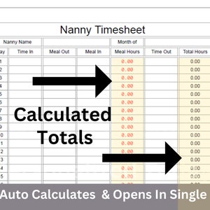 Daily Monthly Nanny Timesheet Google Sheets Template Editable ...