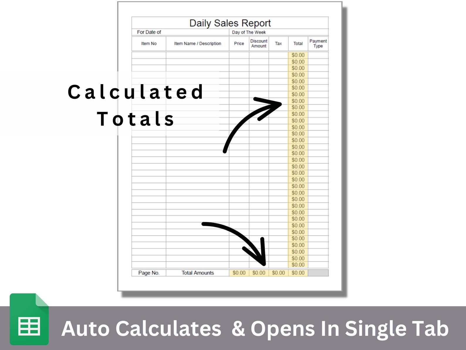 Daily Sales Summary Item Revenue Chart Income Tracking Activity Report ...