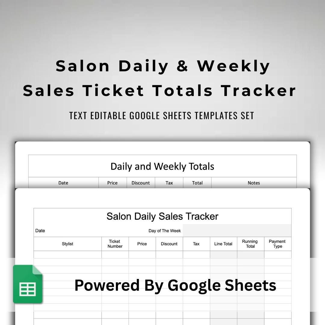 Google Sheets Salon Sales Tracker – Daily and Weekly - Editable ...