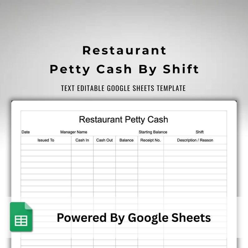 Restaurant Single Shift Cash Flow Tracker - Automated Totals Google Sheets Template - Etsy