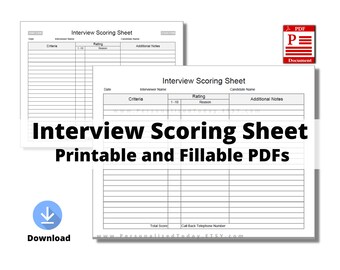 Interview Scoring Sheet - Etsy