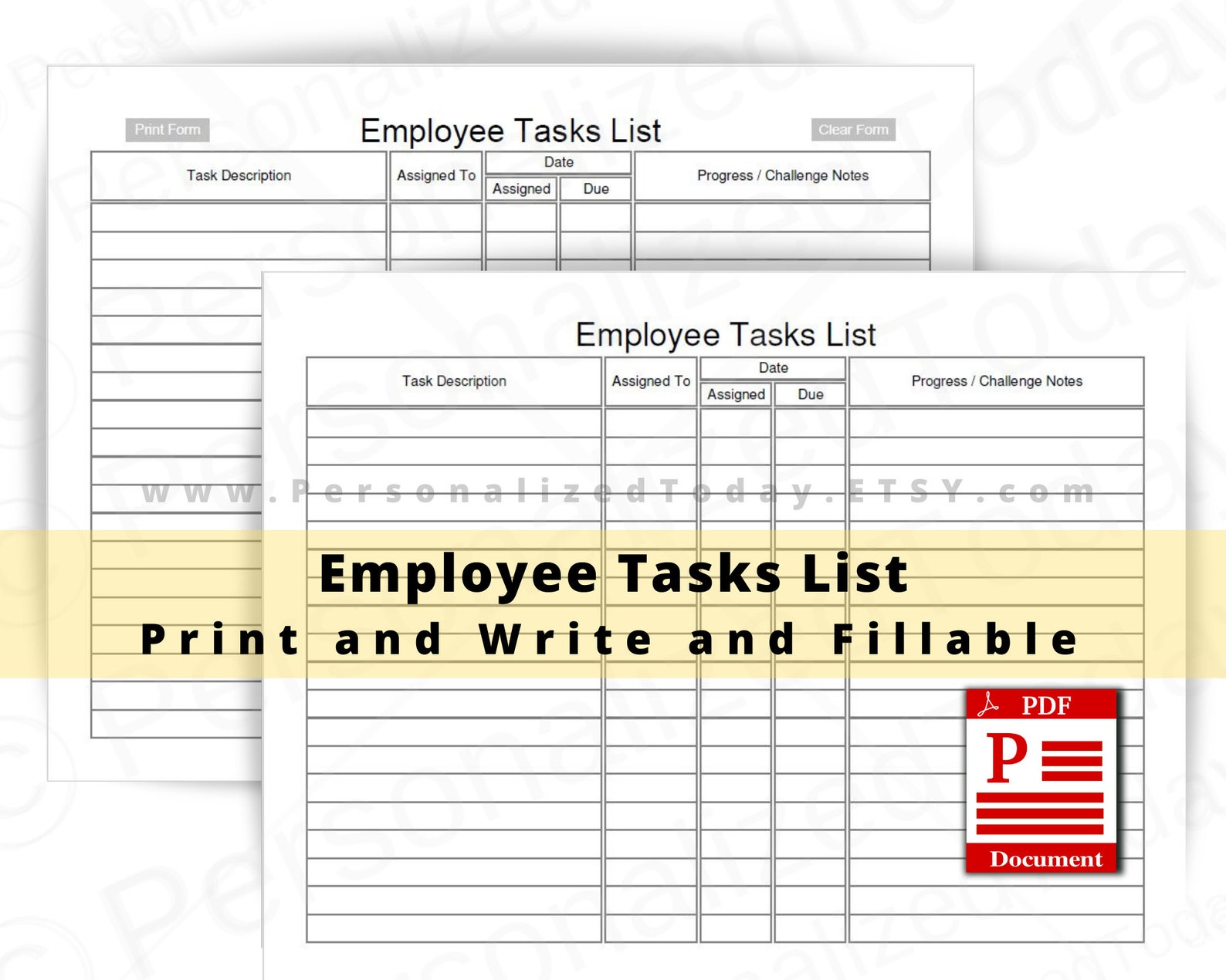 Employee Tasks List Fillable and Print and Write PDF Files US - Etsy