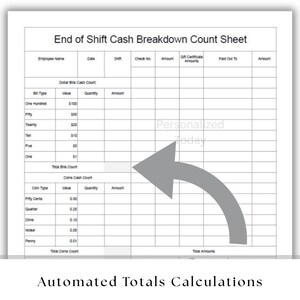 Cash and Checks Daily Report - End of Shift Breakdown - Also Includes ...