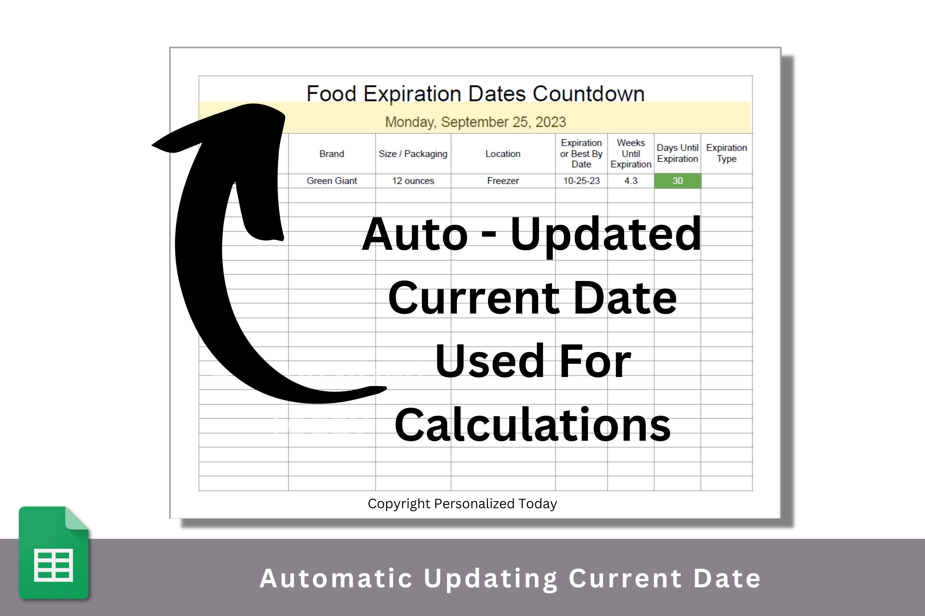 Google Sheets Food Expiration Dates Tracker Text Fillable / Text ...