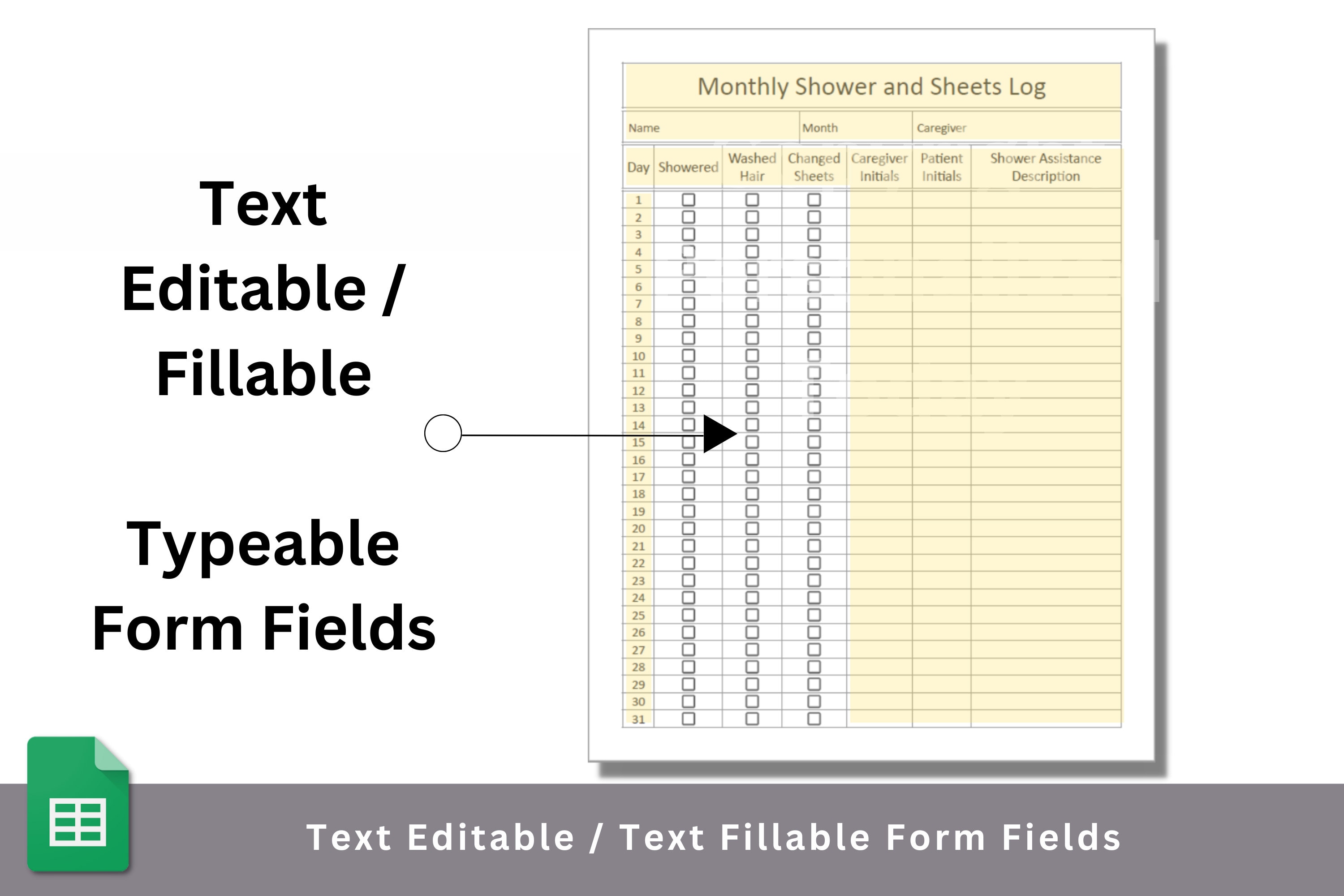 Google Sheets Assisted Living Monthly Shower & Bed Sheets Change ...