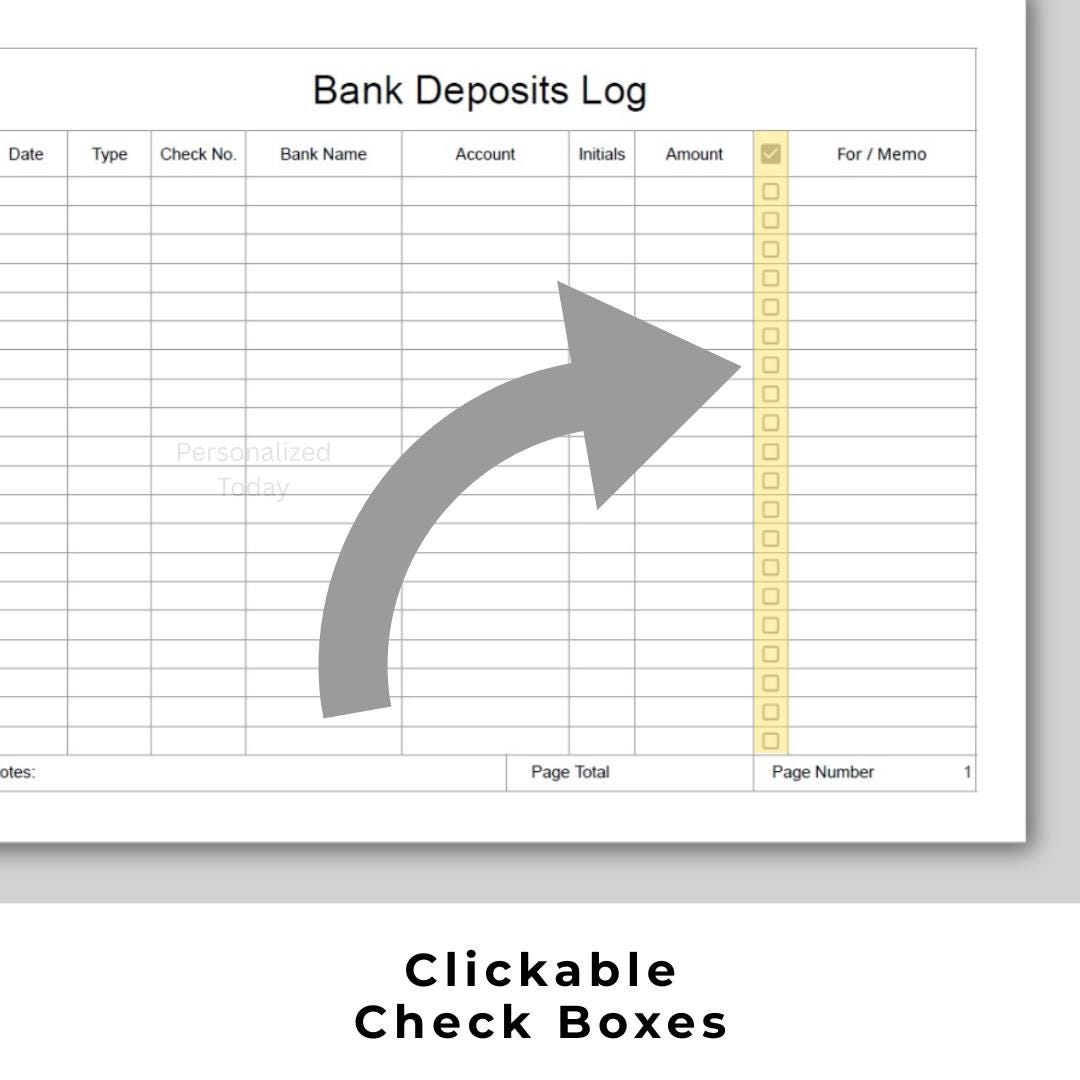 Google Sheets Bank Deposit Ledger - Printable Cash & Checks Deposit Log ...