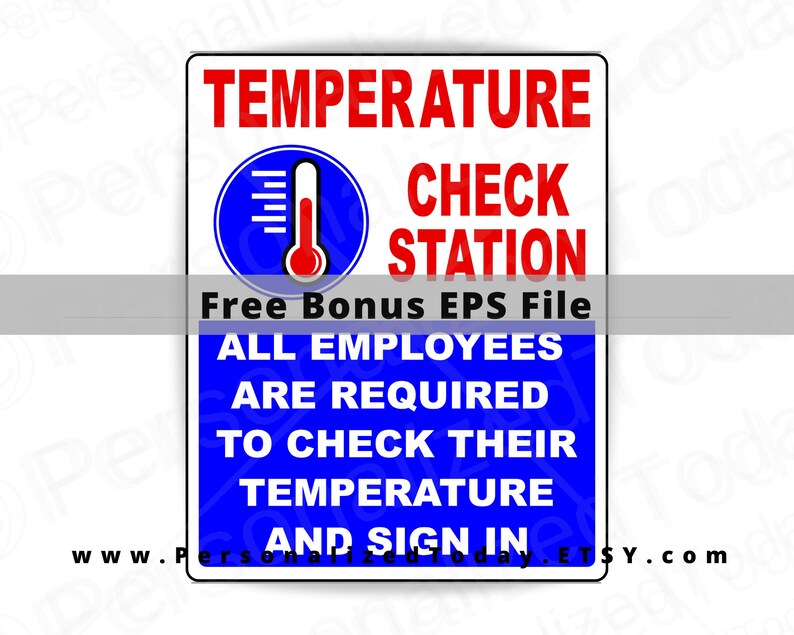 Employee Temperature Check Printable Sign PDF Digital Download | Etsy